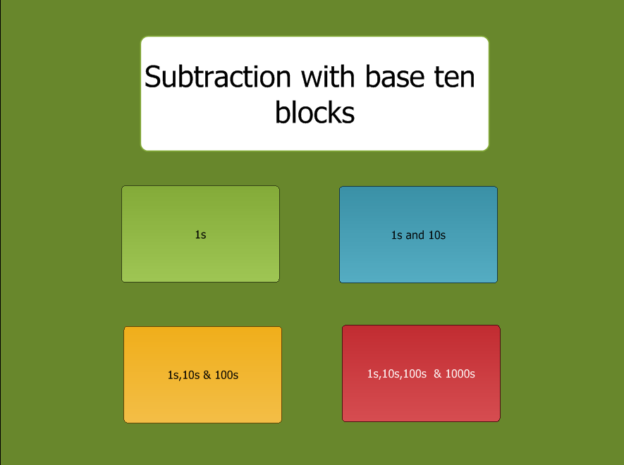 Subtraction With Base 10 Blocks