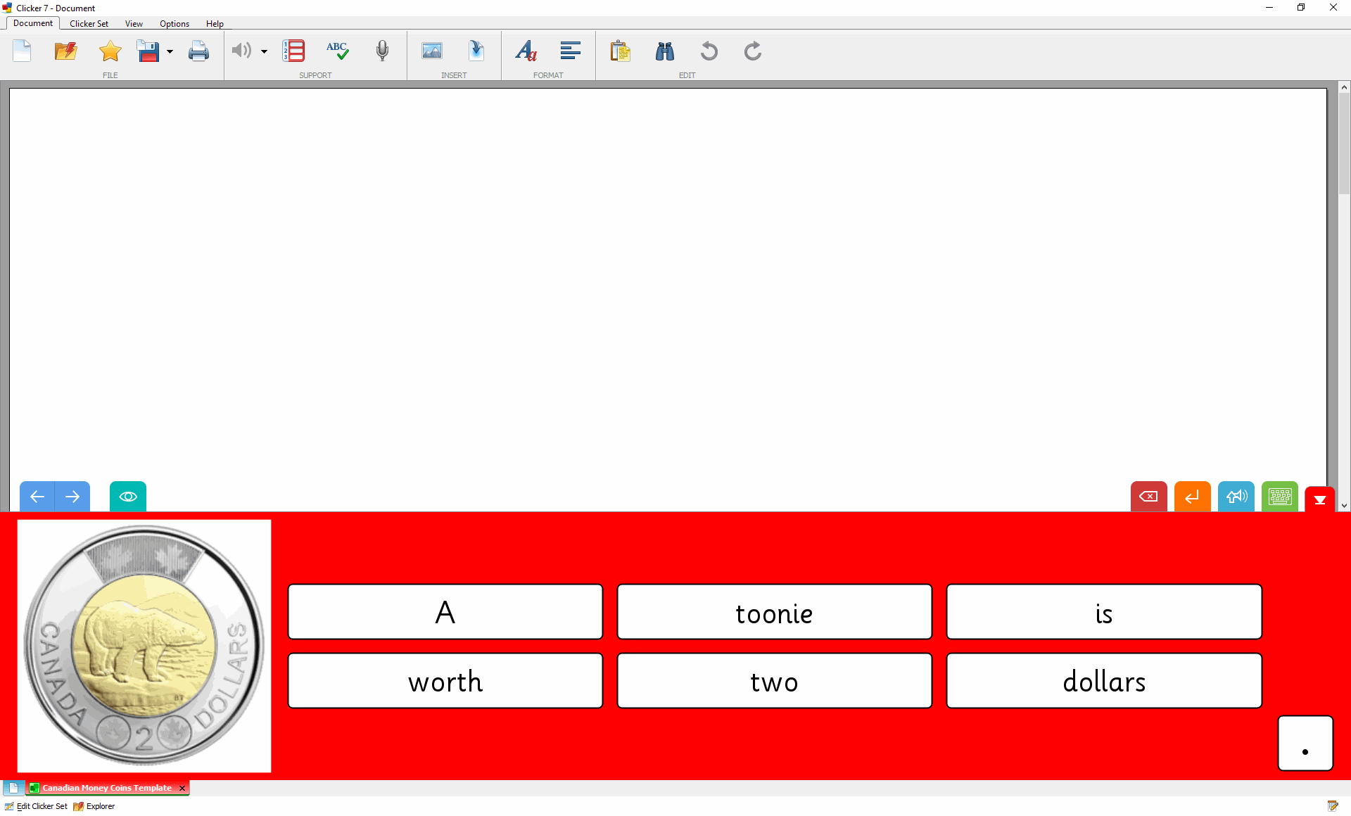 Canadian Money Sentence Set Template